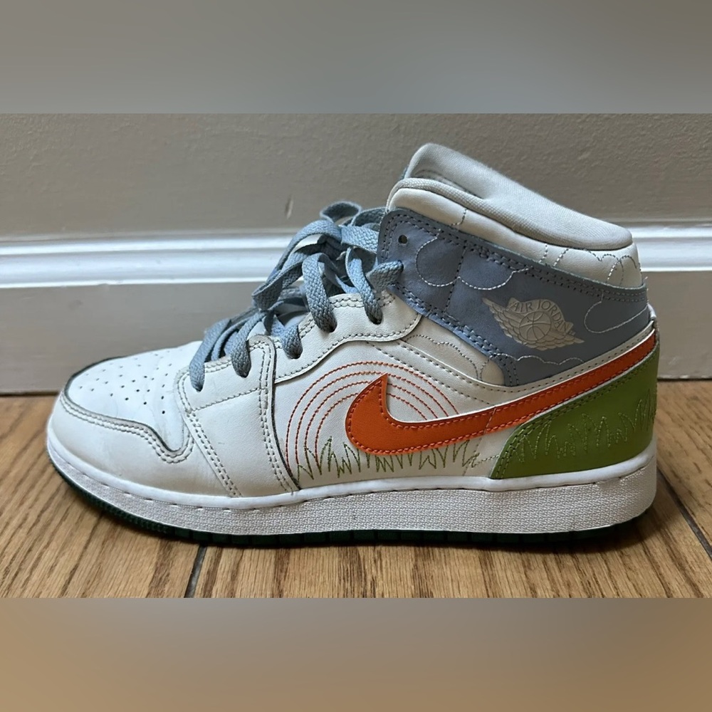 Nike Air Jordan 1 Mid Se Gs “Stitch” Sail/Orange - Gem
